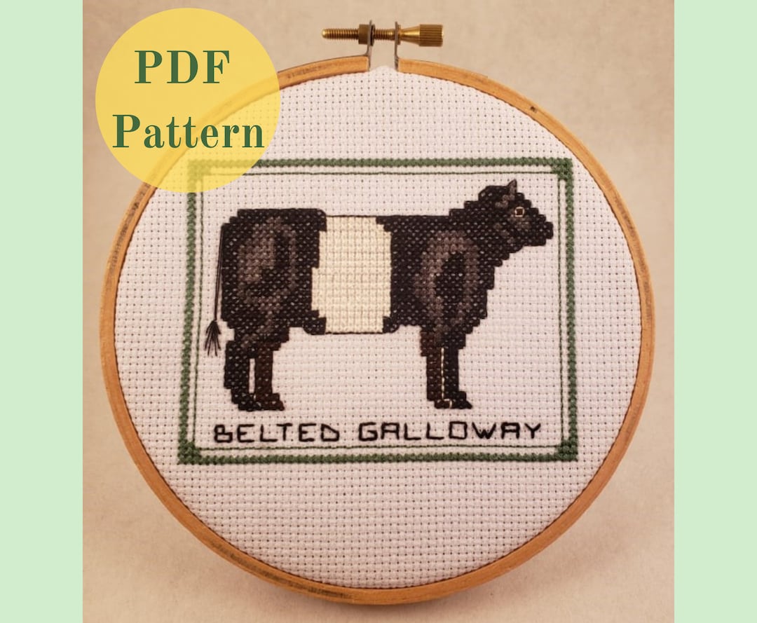 Cow - Belted Galloway - Counted Cross Stitch Pattern - Instant Download ...