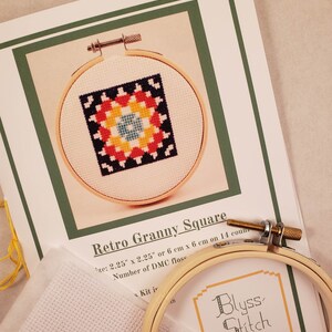 Retro Granny Square - Counted Cross Stitch Kit - Colourful Crocheted ...