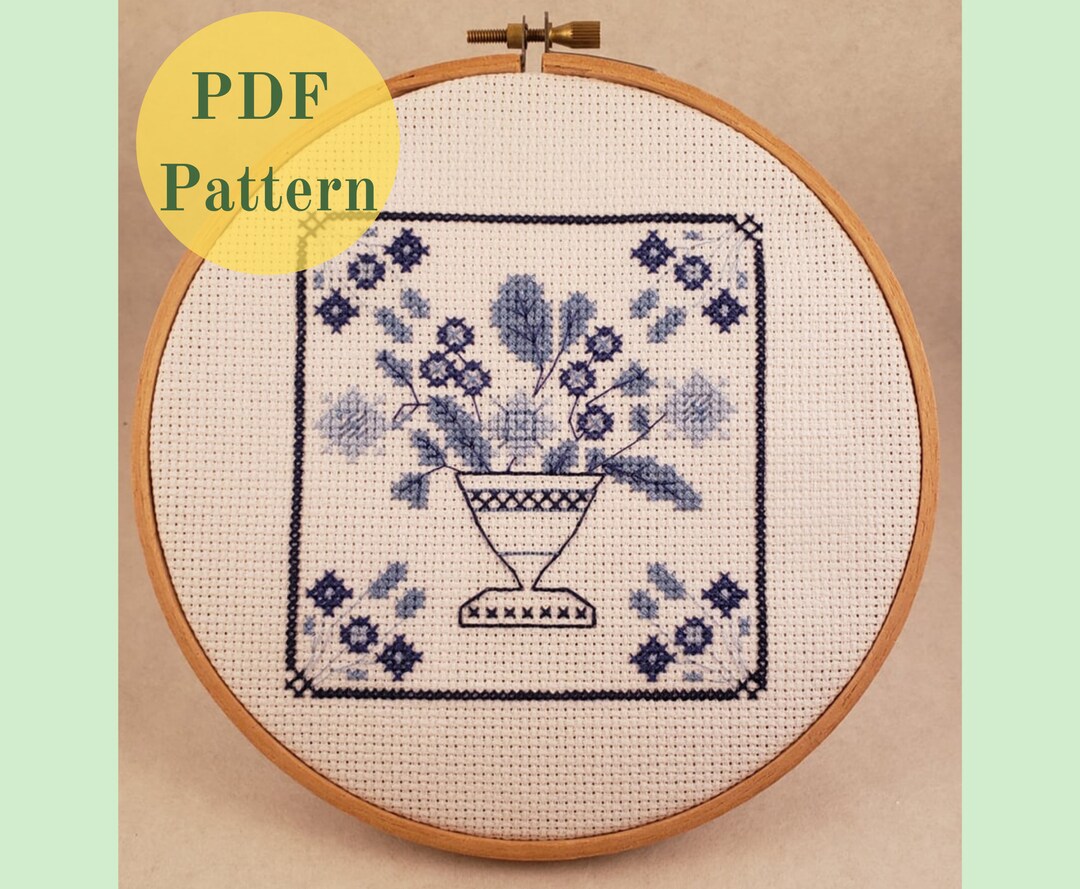 Dutch Tile - Counted Cross Stitch Pattern - Instant Download PDF - Blue ...