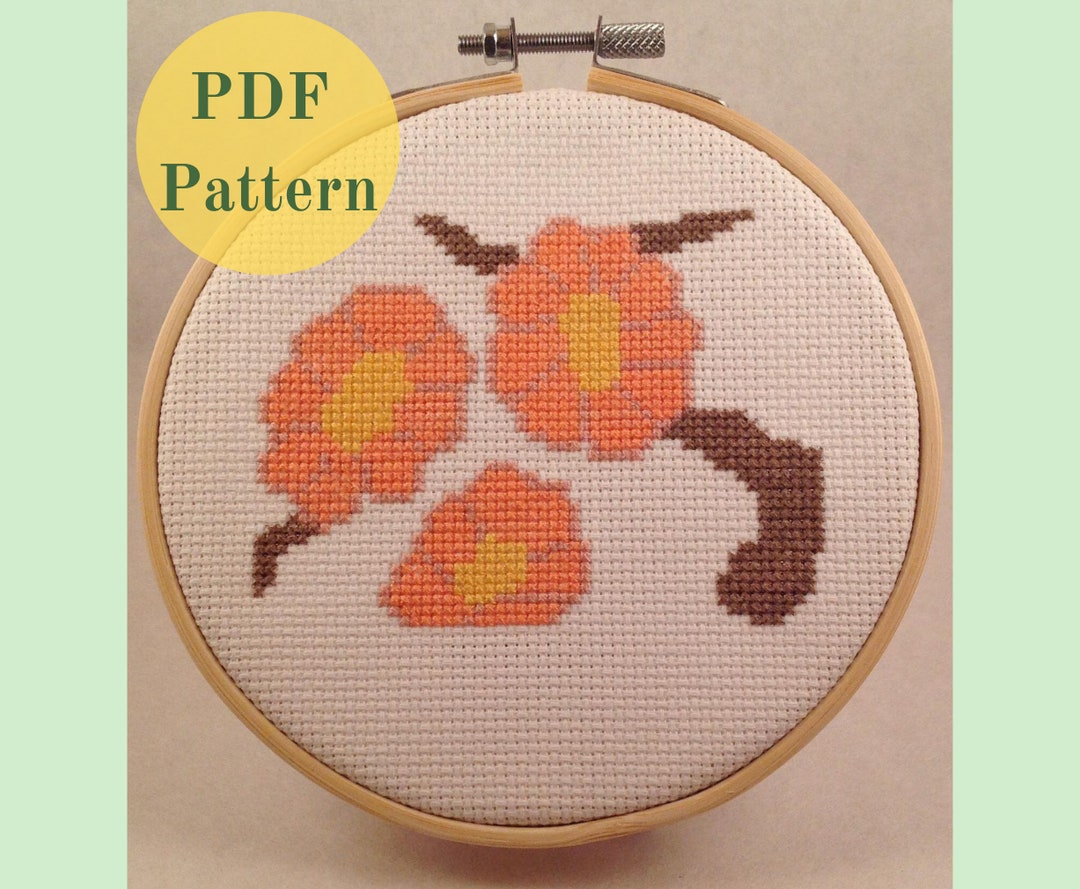 Apricot Flowers - Counted Cross Stitch Pattern - Instant Download PDF ...
