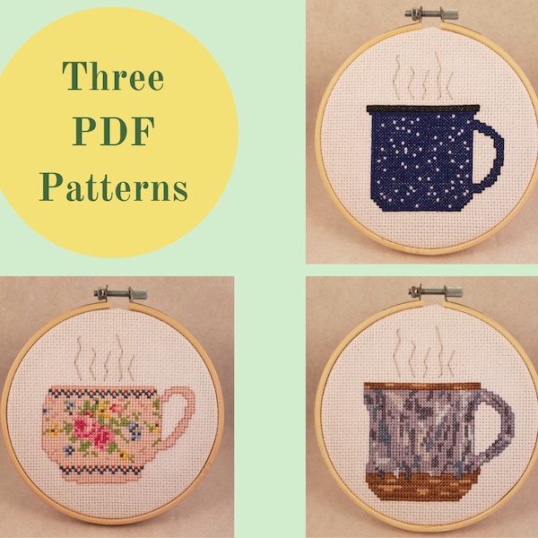 Cross Stitch Coffee Cups - Etsy