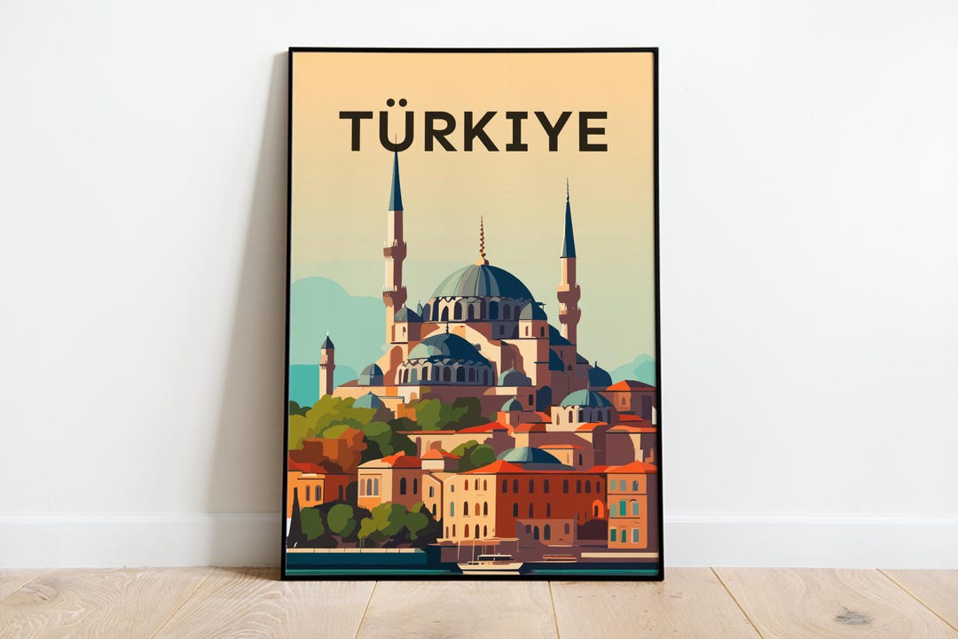 Türkiye Travel Poster | Vintage Istanbul Art Print | Turkish Wall Art ...