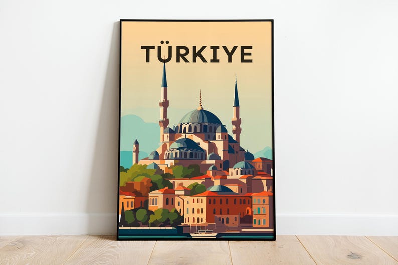 Türkiye Travel Poster | Vintage Istanbul Art Print | Turkish Wall Art ...
