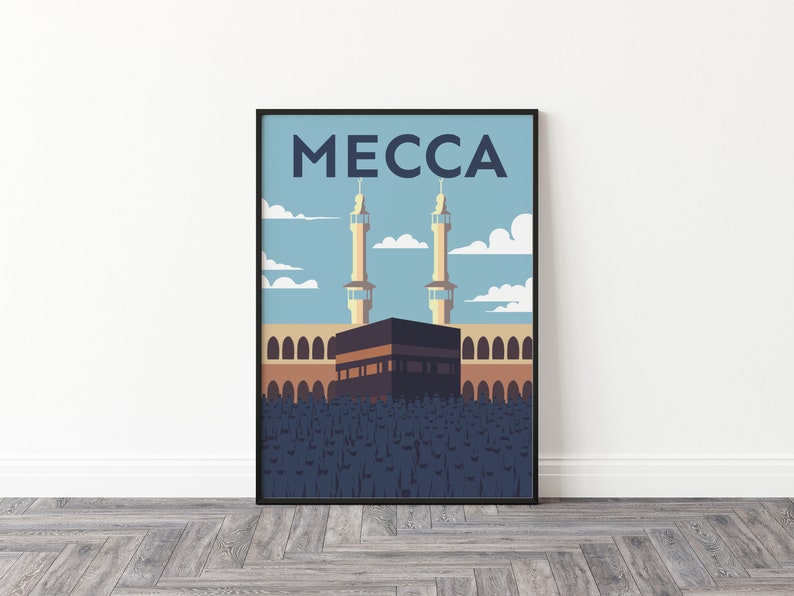 Mecca Kaaba Vintage Travel Poster | Islamic Hajj Gift - Etsy
