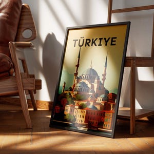 Türkiye Travel Poster | Vintage Istanbul Art Print | Turkish Wall Art ...