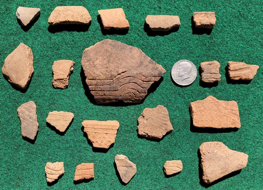 25 Native American Indian Pottery Sherds North Georgia Artifacts Bowl ...