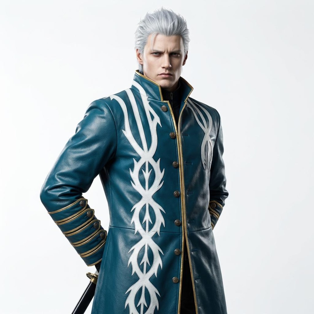 Vergil Blue DMC 3 Coat - Game Replica Leather Coat - Anime Inspierd ...