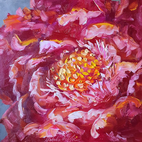 Red Flower Painting - Etsy