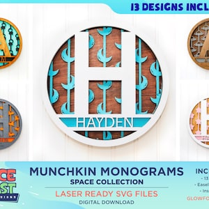 Munchkin Monograms - Space Collection - Children Decor - SVG File ...