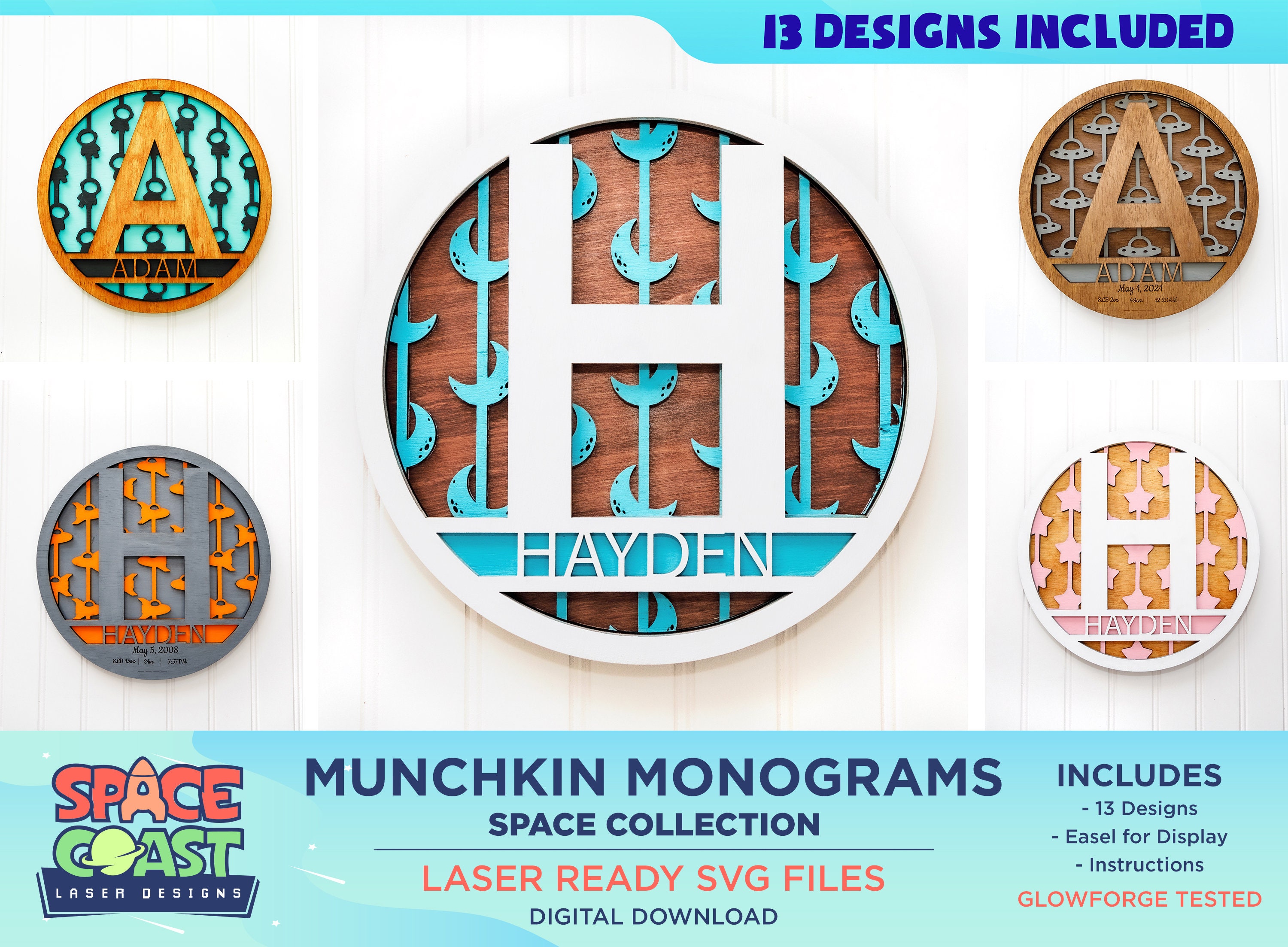 Munchkin Monograms - Space Collection - Children Decor - SVG File ...
