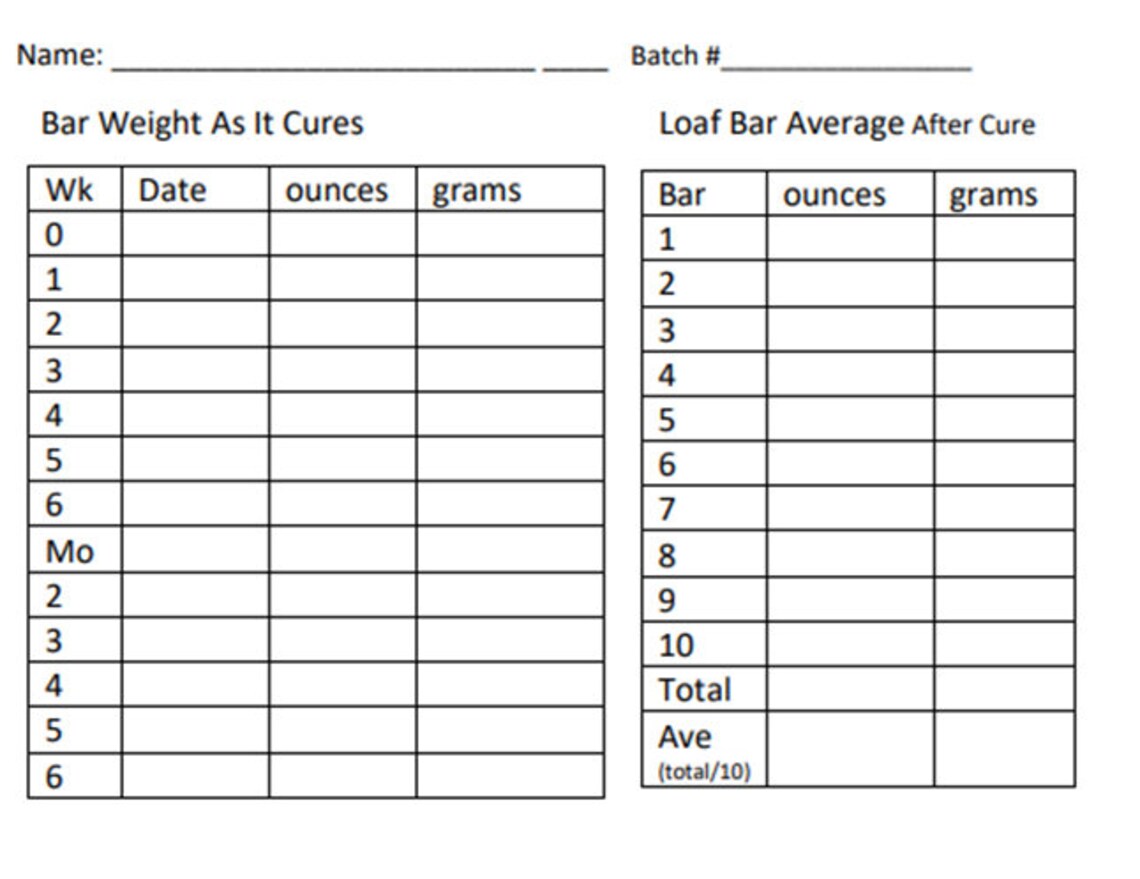 Soap Maker Tool Worksheet Cost and Recipe Success Record Editable Excel ...