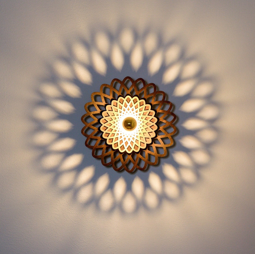 Shadow Lamp, Wooden Wall Lamp, Mandala Lamp, Wooden Wall Light ...