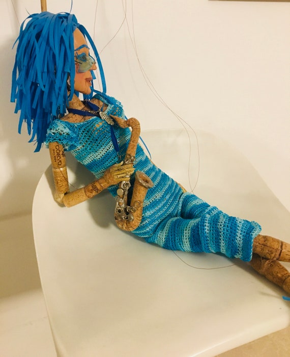 Hand made cork puppet Blue Lagoon Limited Edition | Etsy