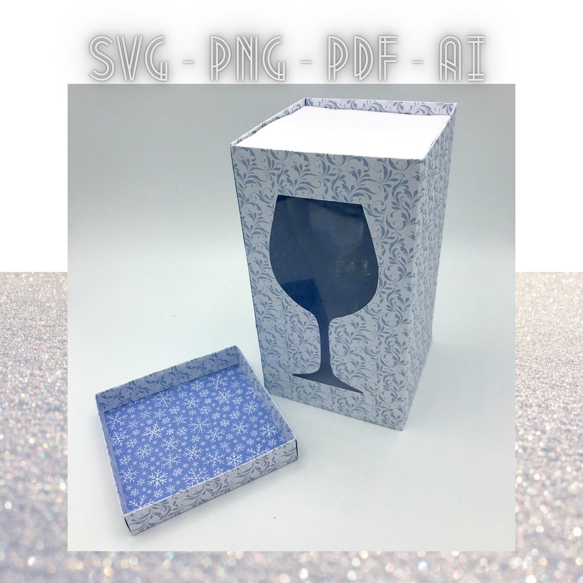 Wine Glass Box Svg Template Glass Presentation Box Download Etsy Uk