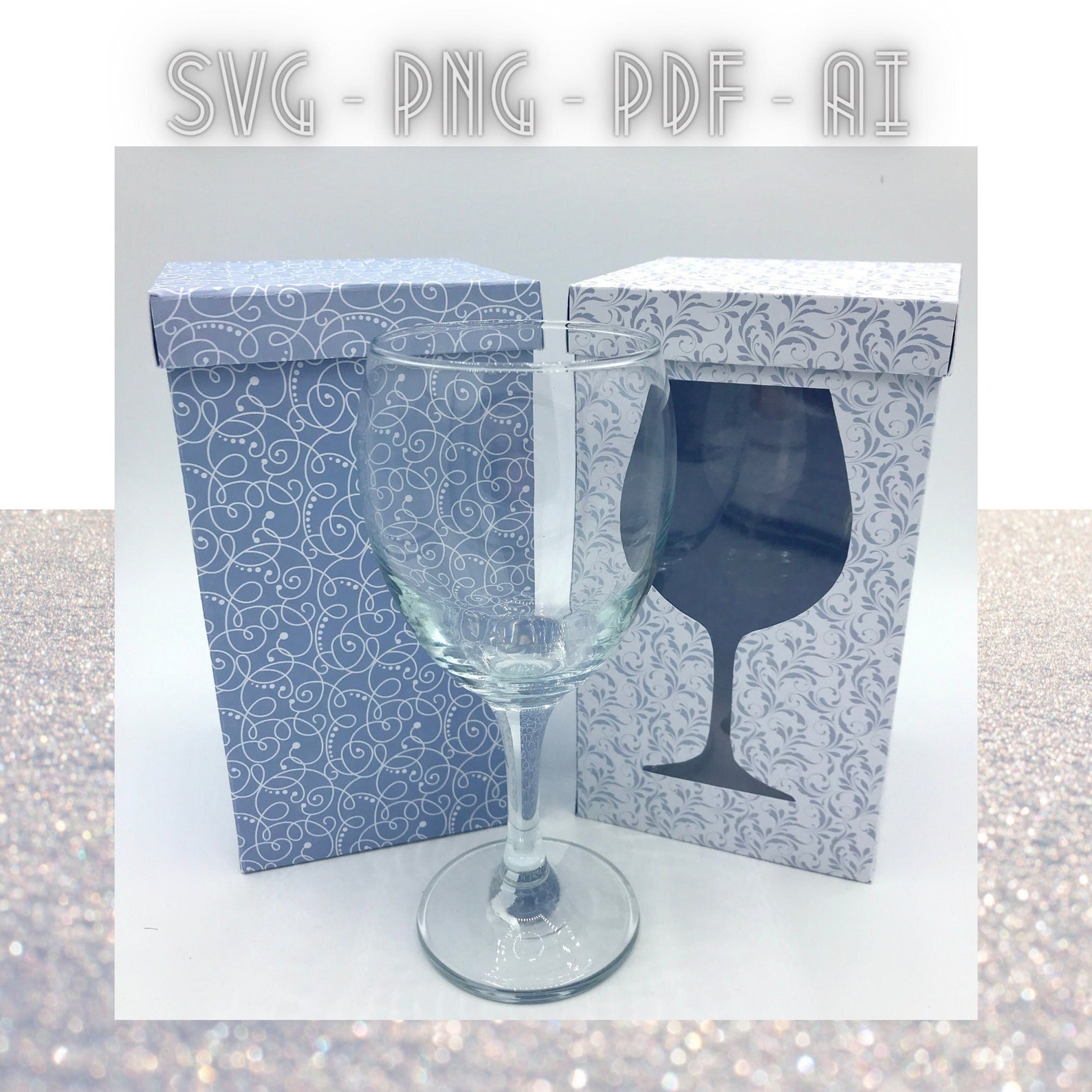 Wine Glass Box Svg Template Glass Presentation Box Download Etsy Uk