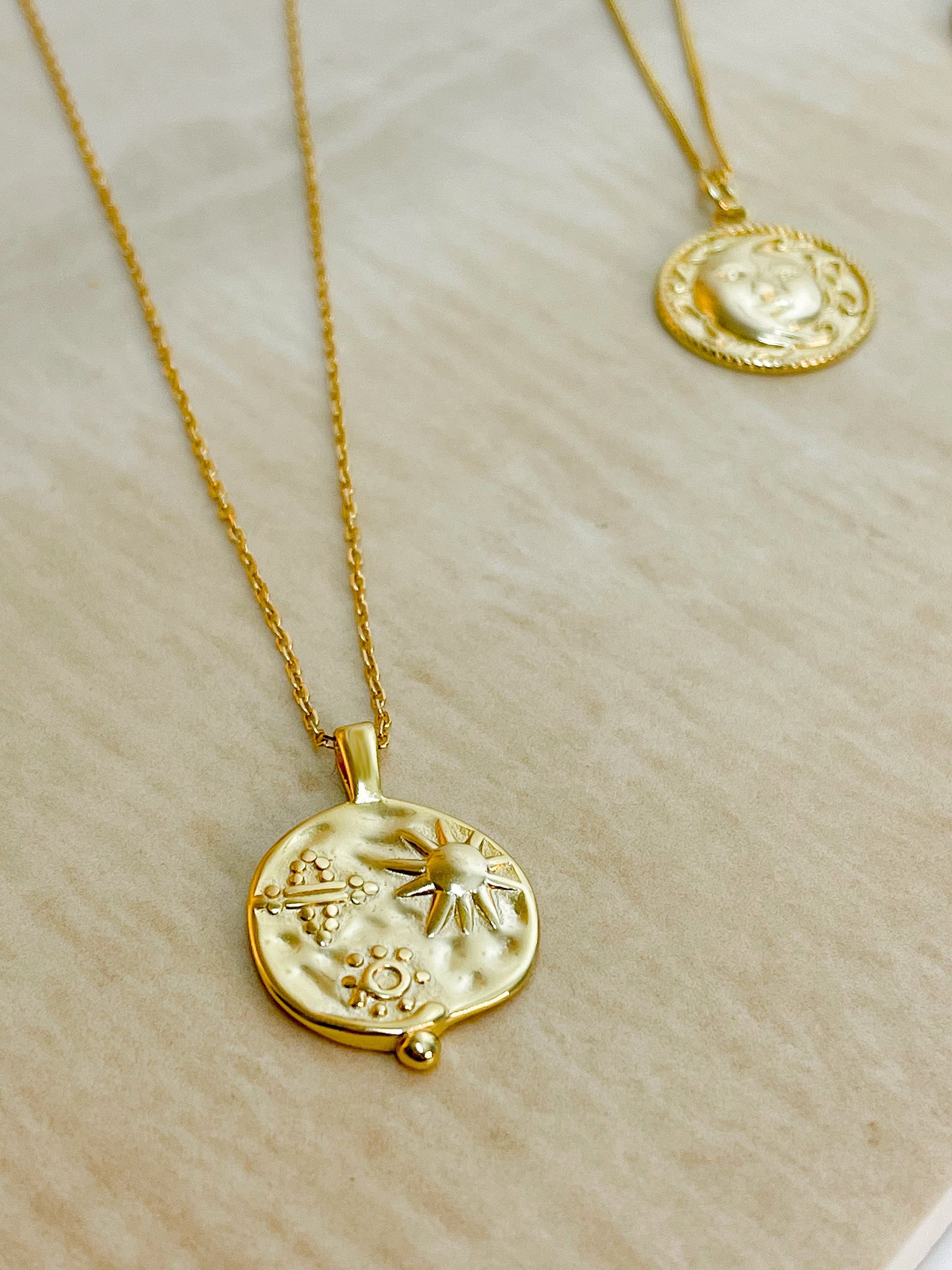 Sun Necklace Gold Coin Necklace Coin Necklace Gold - Etsy