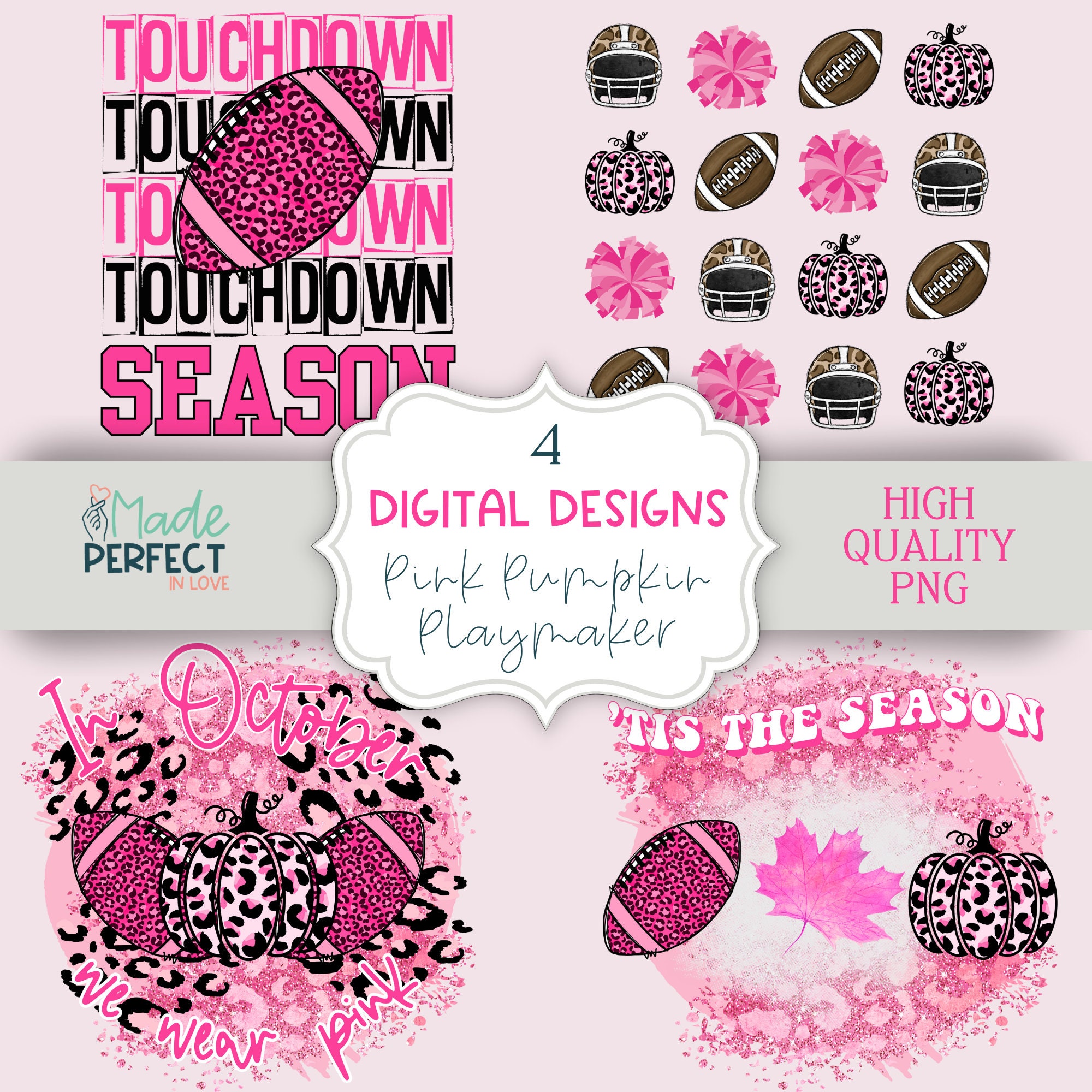 Pink Pumpkin Png Pink Football Png Football Sublimation - Etsy