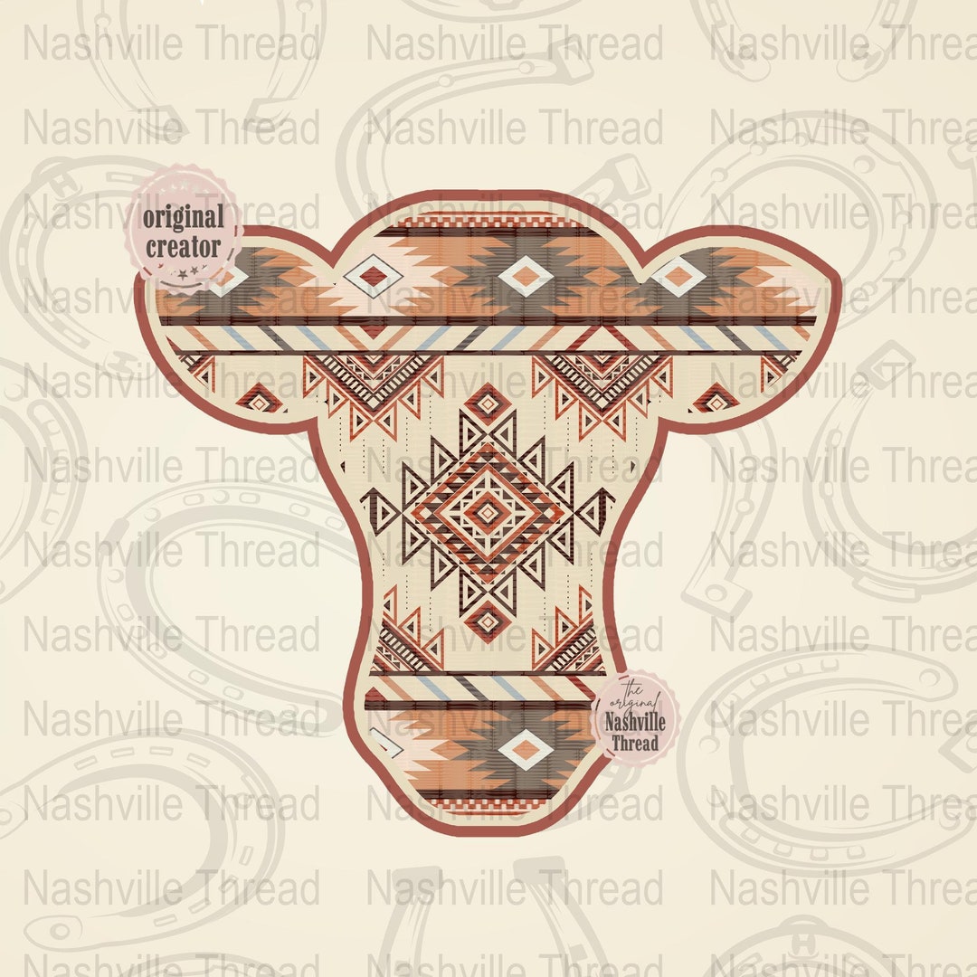 Aztec Cow Png, Western Sublimation, Boho Cow Head, Western Cow Face ...