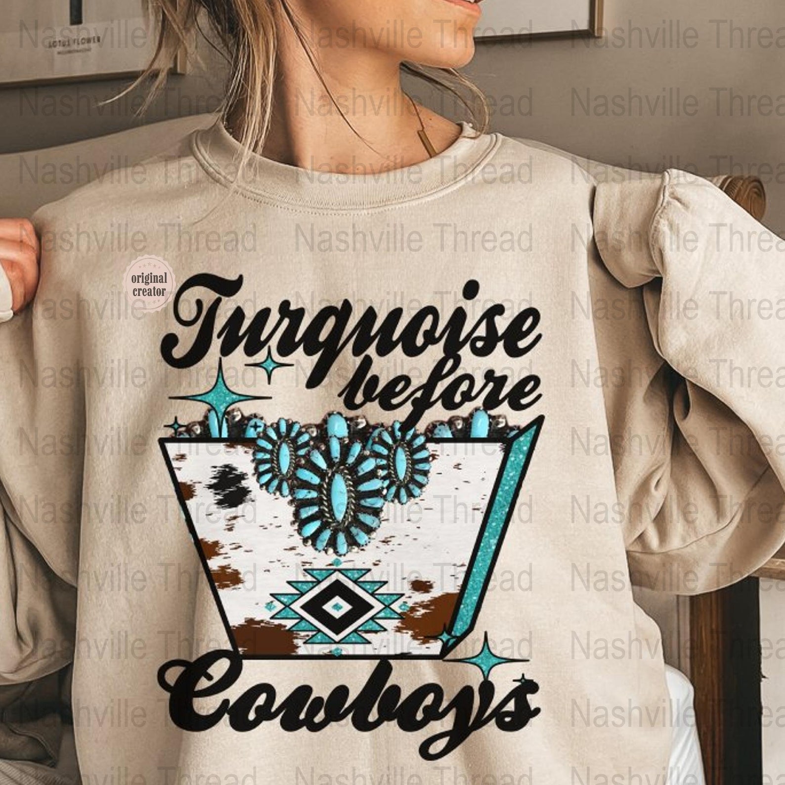 Turquoise Before Cowboys, Western Turquoise Jewelry PNG, Retro Cowgirl ...