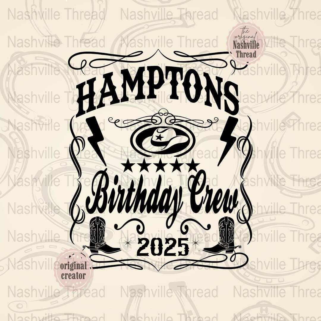 Hamptons Birthday Crew, Hamptons PNG, Whiskey Theme, Retro Rodeo ...