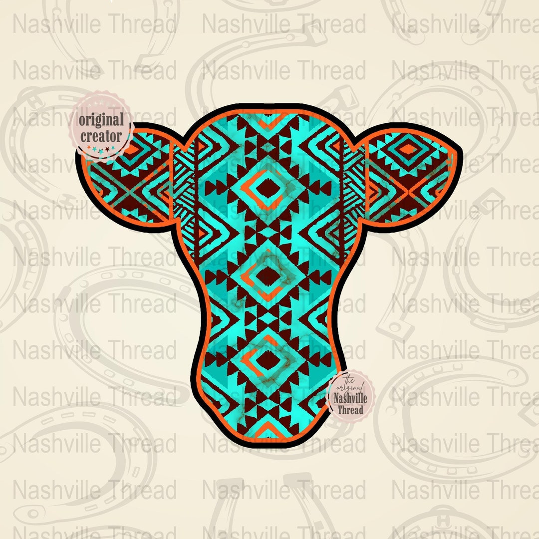 Aztec Cow Png, Western Sublimation, Boho Cow Head, Western Cow Face ...