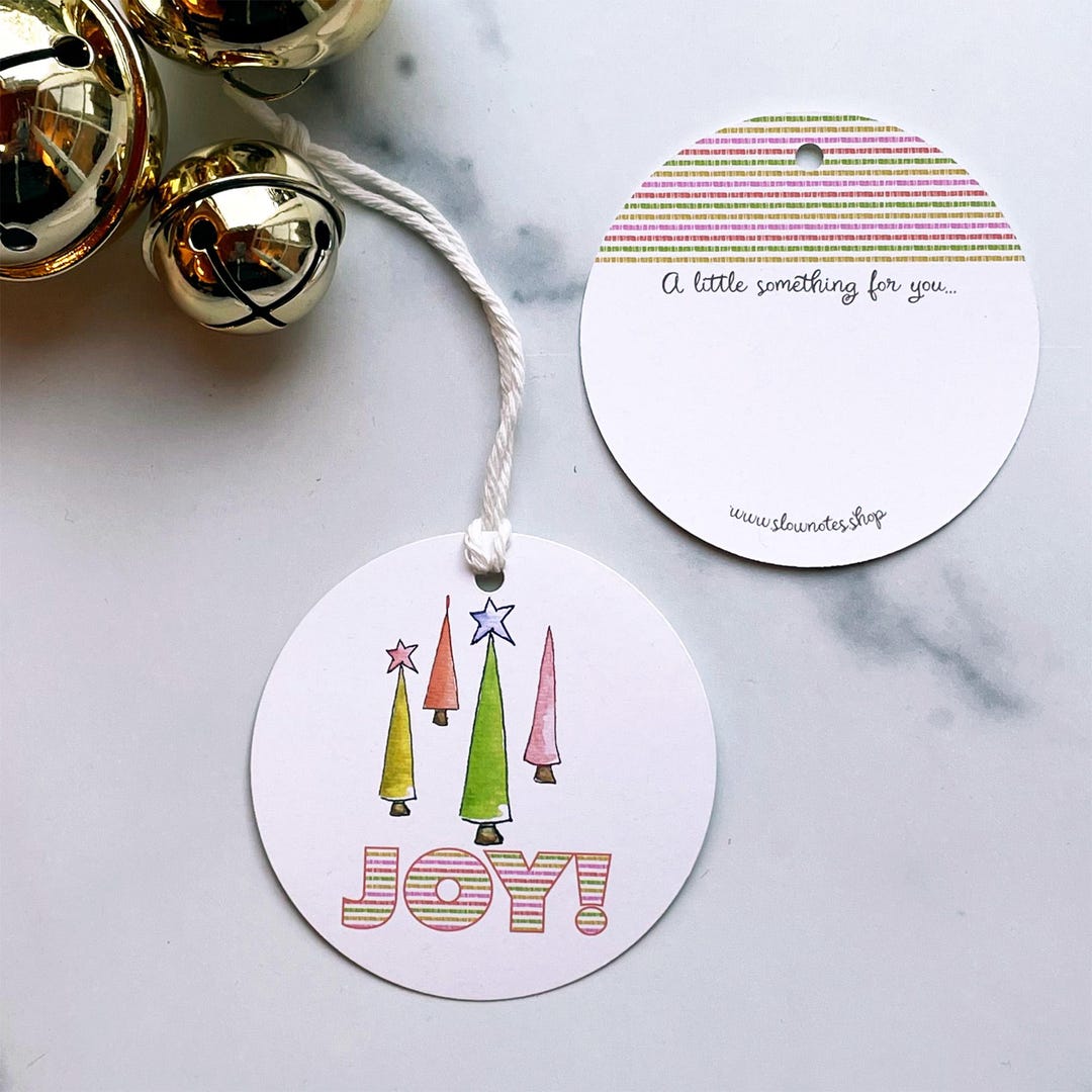 Joy Gift Tags - 3-inch Round Gift Tags for Festive Wrapping Pack of 6 ...