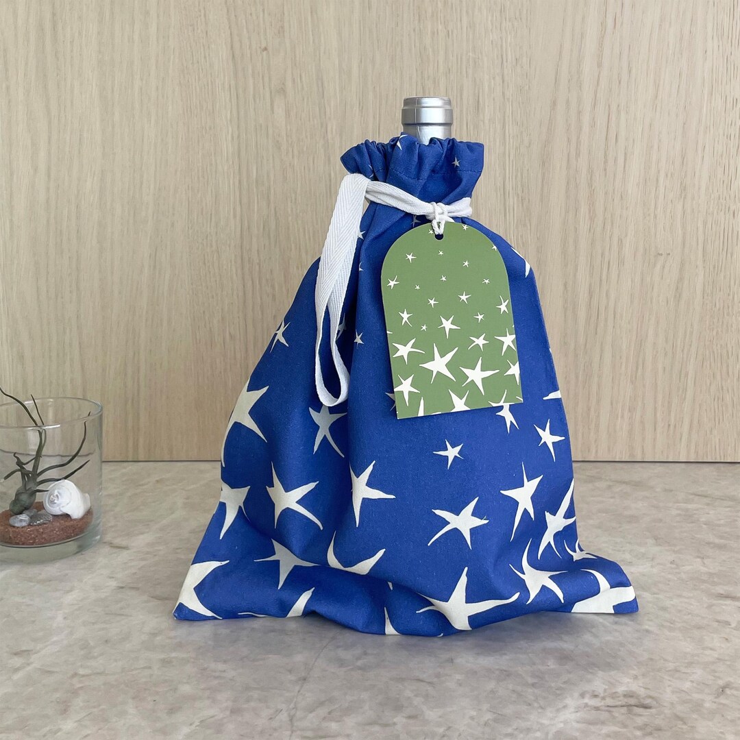 Starry Night Gift Bag – 10x13.5 Reusable Organic Cotton Sack for Wine ...