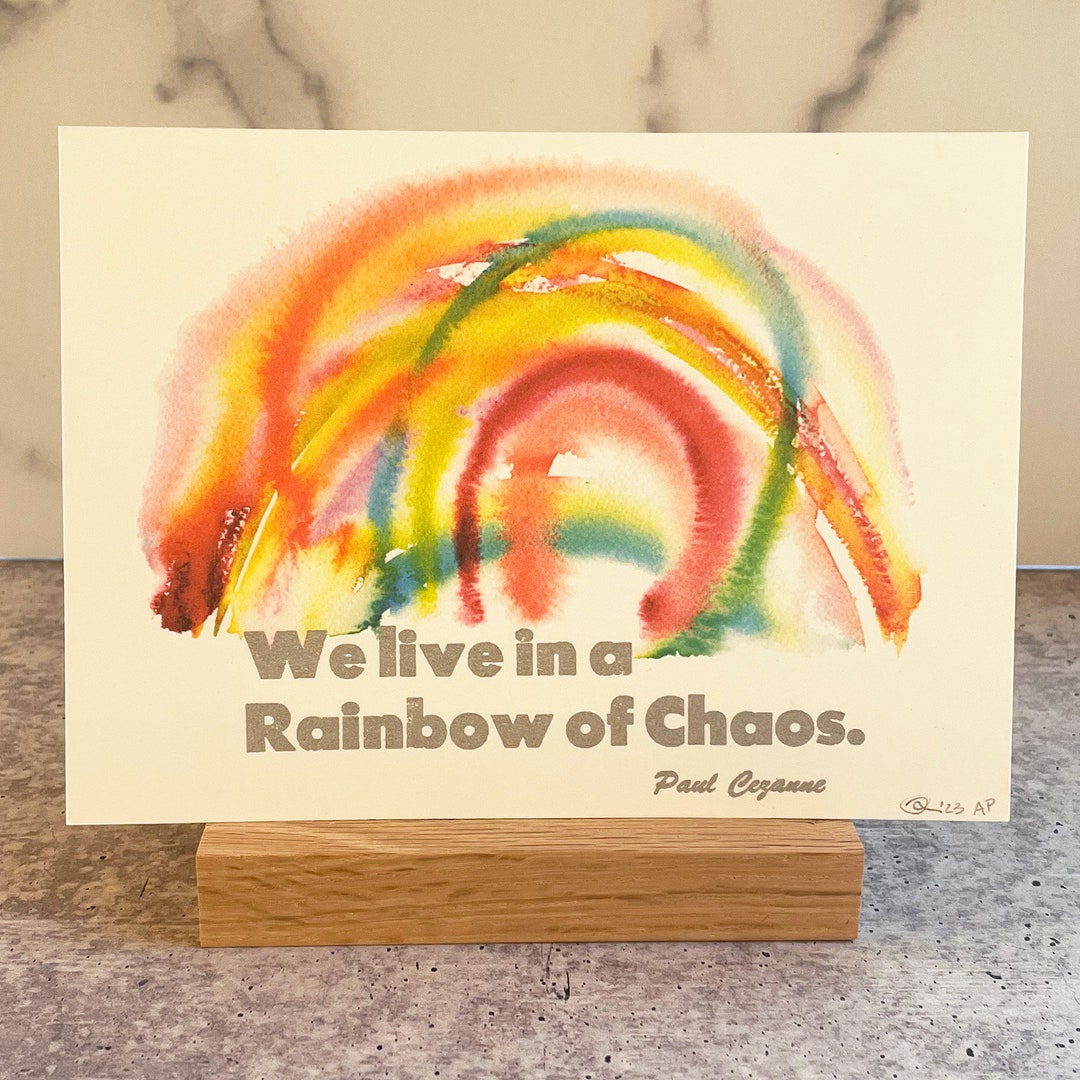 Hand Printed Small Art Print – Unique Rainbow Chaos Design, Vibrant ...