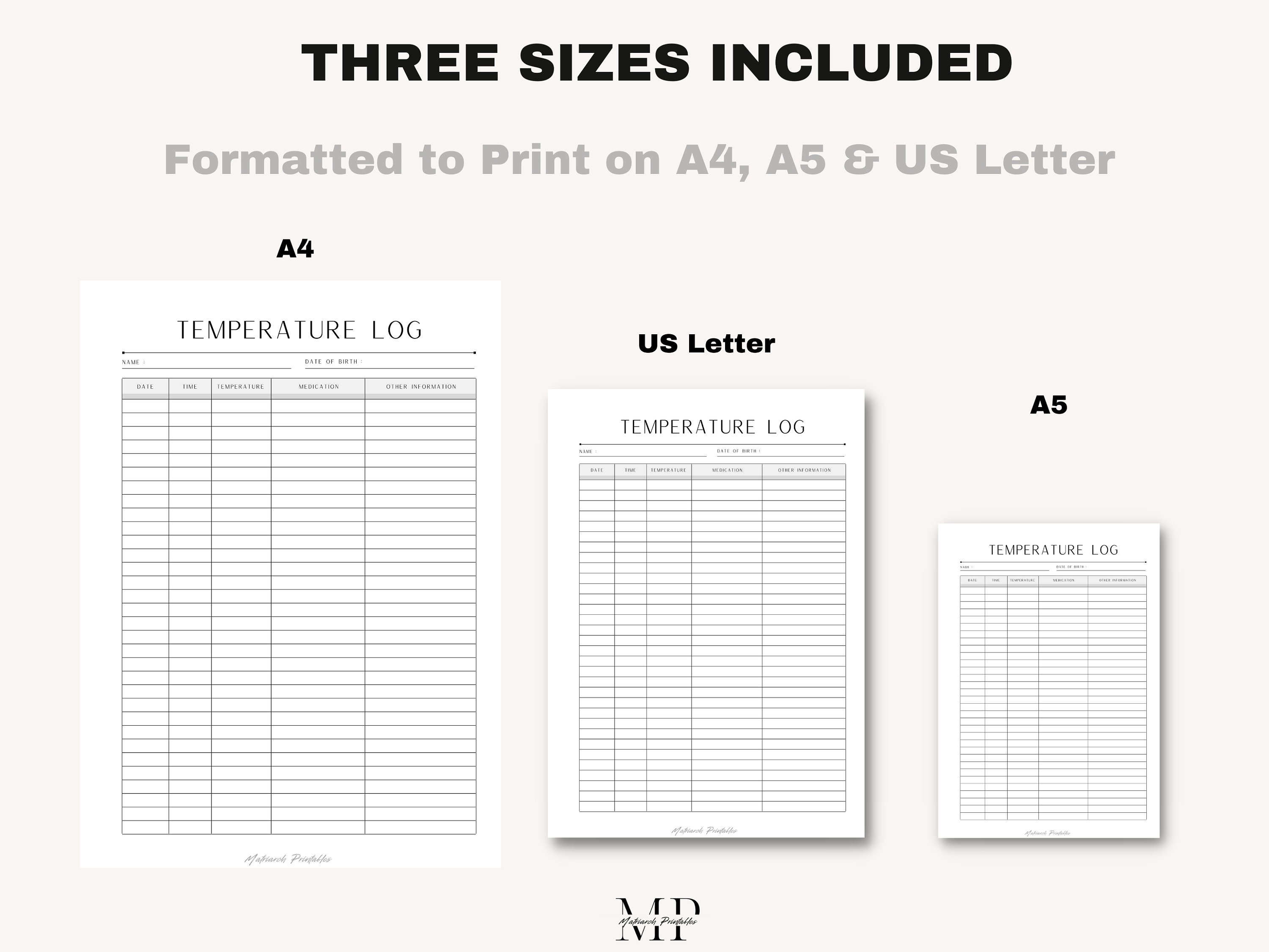Temperature Log | Temperature Tracker | Baby Temperature Log | Baby ...