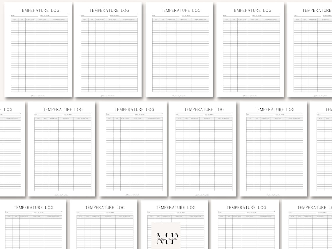 Temperature Log | Temperature Tracker | Baby Temperature Log | Baby ...