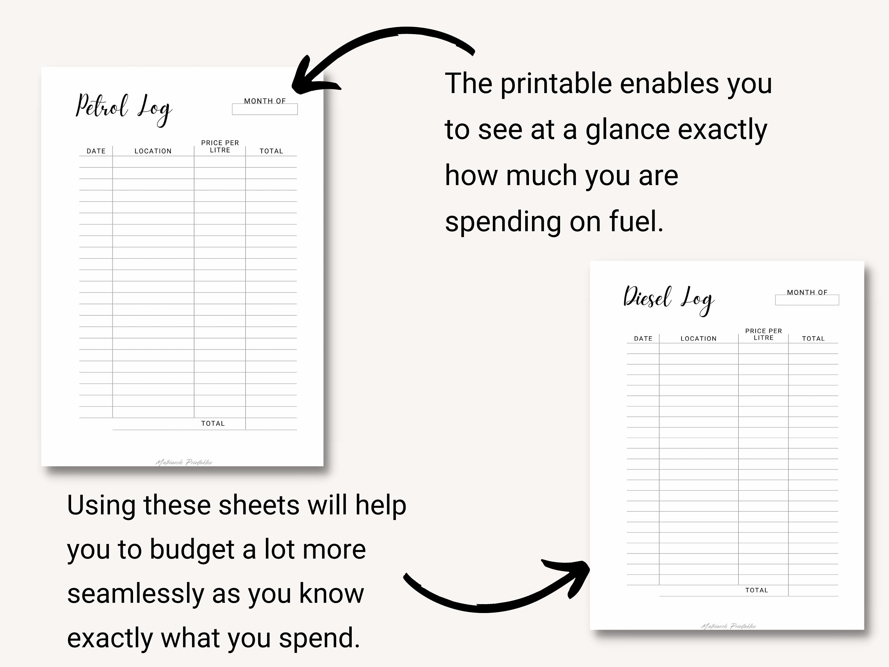 Minimalist Vehicle Log | Gasoline Log | Petrol Log | Diesel Log ...