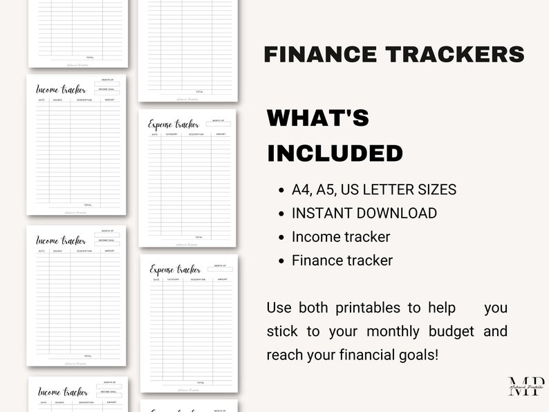 Income and Expense Tracker | Income Printable | Expenses Printable ...