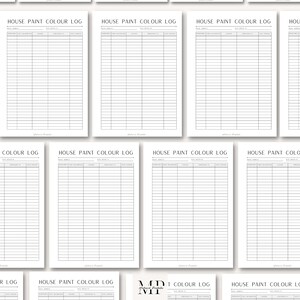 House Paint Colour Log | PDF Printable | Instant Download - Etsy