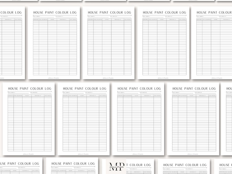 House Paint Colour Log | PDF Printable | Instant Download - Etsy
