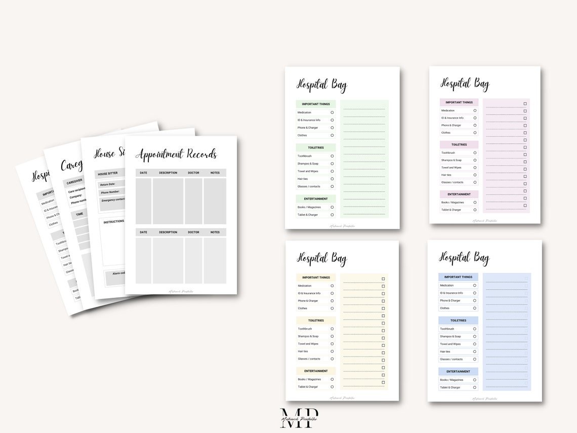 Hospital Admission Care Plan Hospital Bag Checklist Caregiver ...