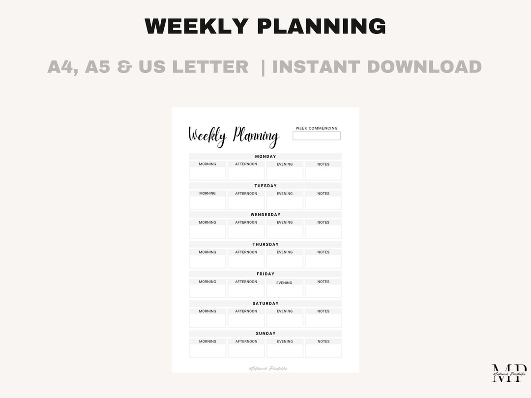 Weekly Planner Printable | to Do List, Priorities (PDF Download) - Etsy