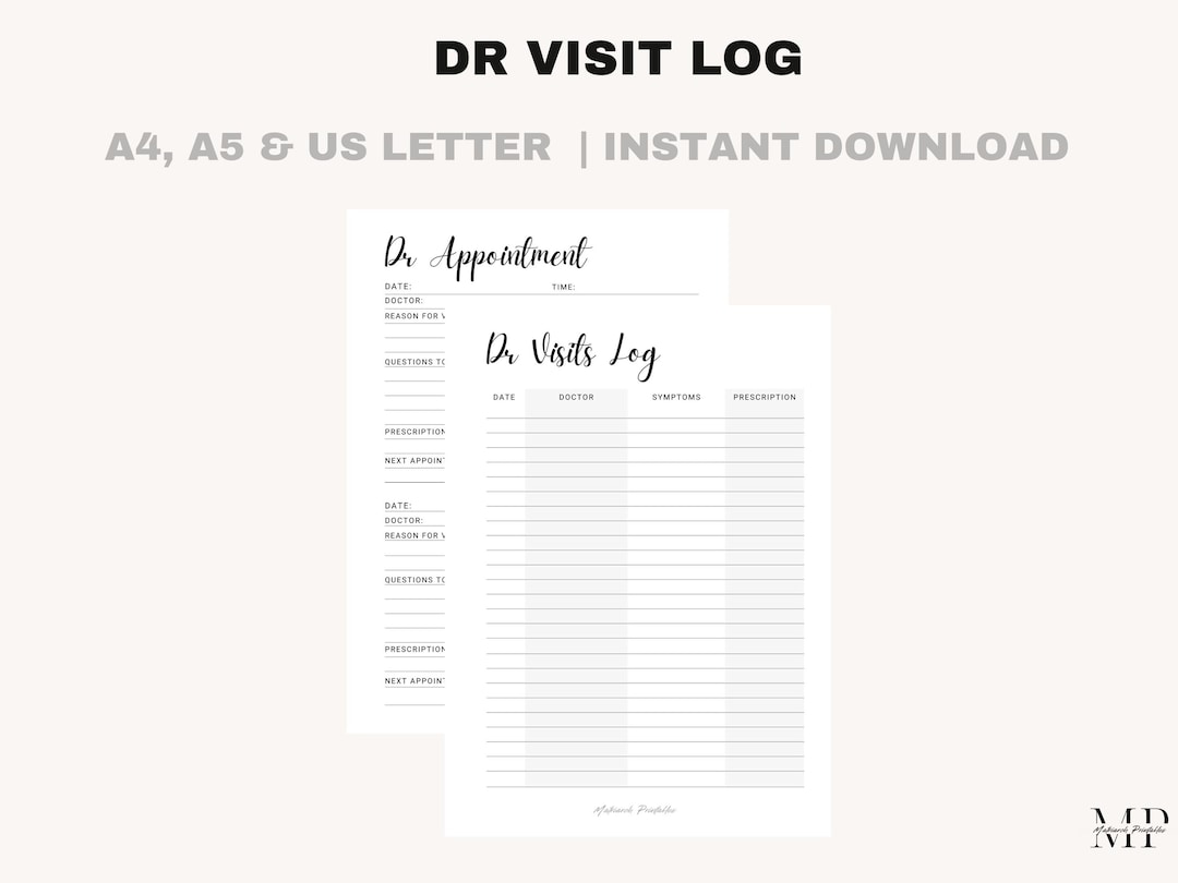 Dr Visit Log Sheet | Medical Folder | Medical Records | Medical Tracker ...