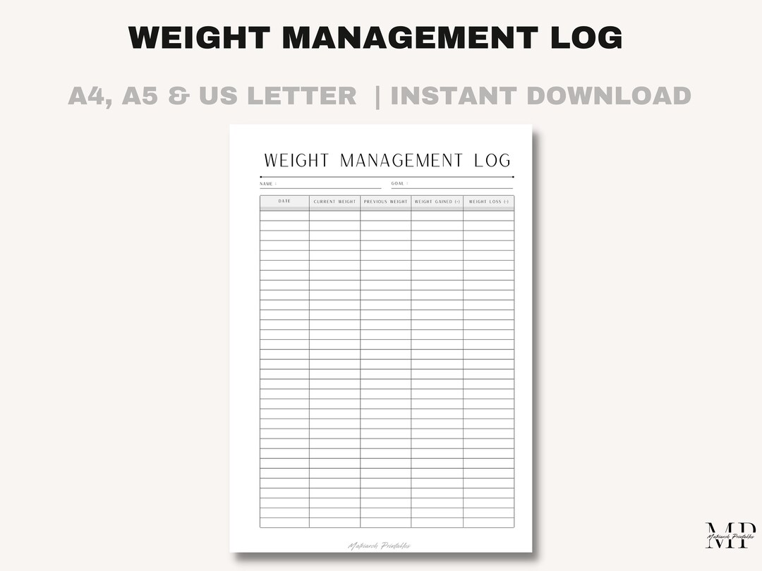 Weight Management Tracker | Weight Management Log | Healthy Lifestyle ...