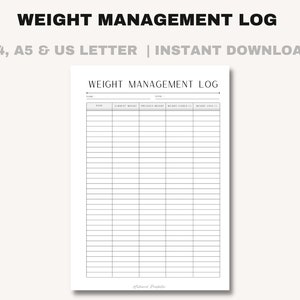 Weight Management Tracker | Weight Management Log | Healthy Lifestyle ...