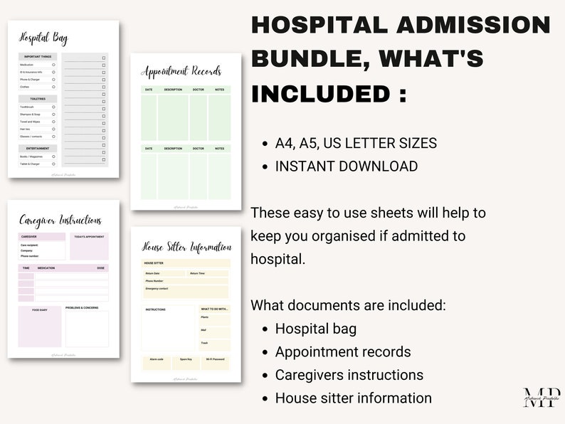 Hospital Admission Care Plan | Hospital Bag Checklist | Caregiver ...