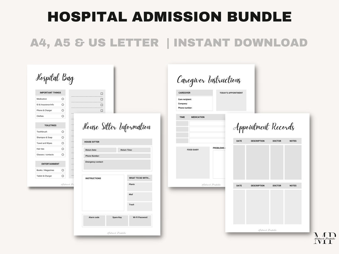 Hospital Admission Care Plan | Hospital Bag Checklist | Caregiver ...
