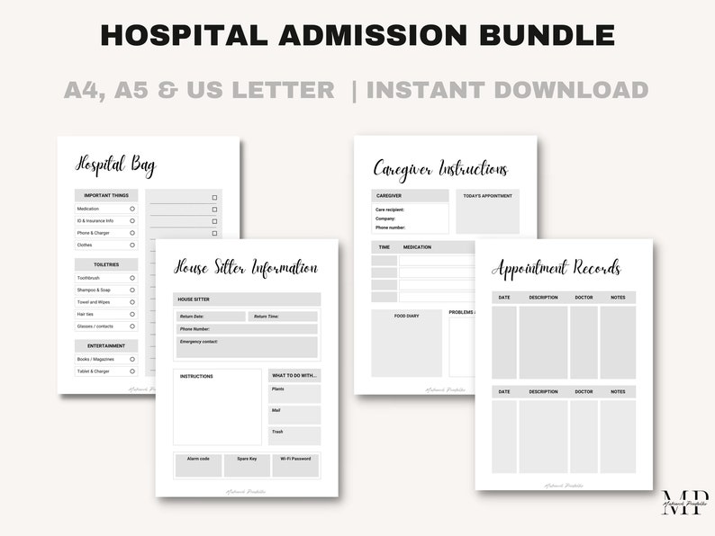 Hospital Admission Care Plan | Hospital Bag Checklist | Caregiver ...