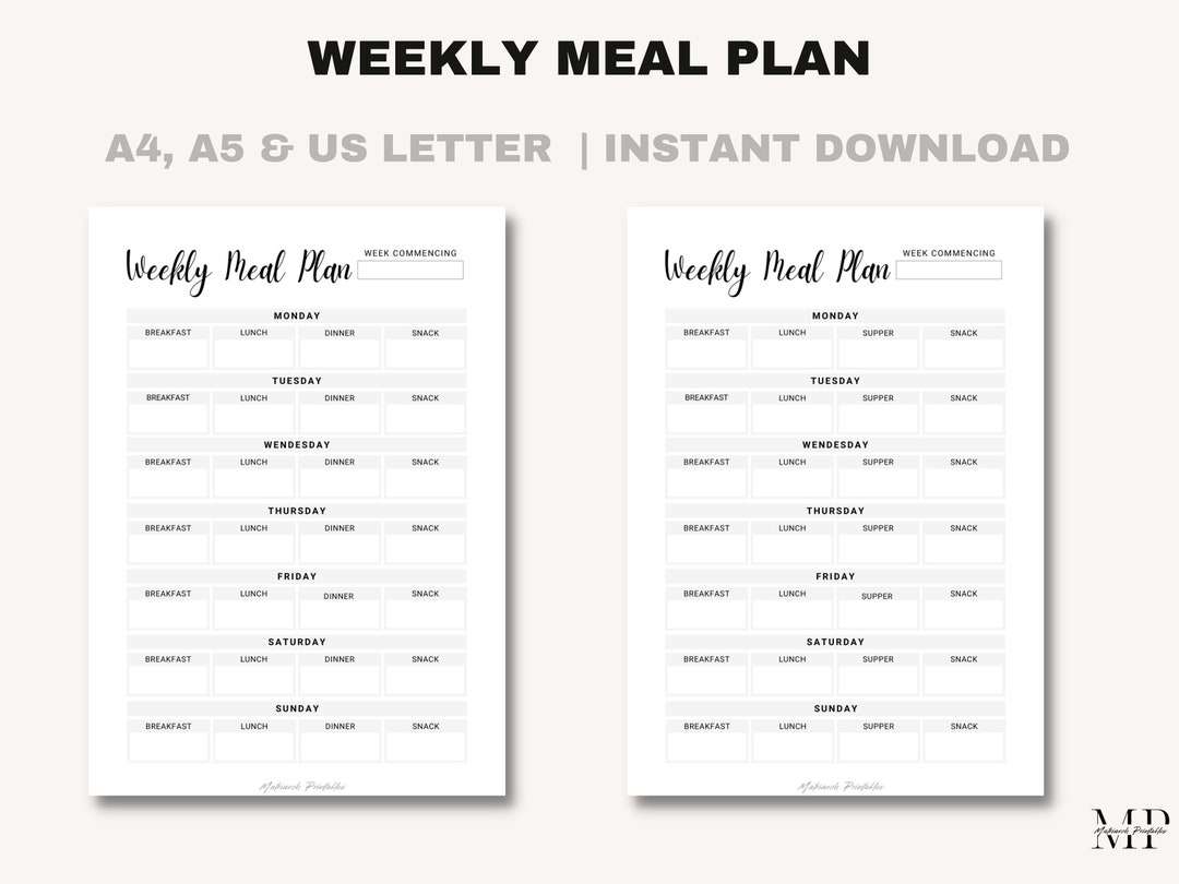 Weekly Meal Plan | Home Management | Home Organisation | Diet Planner ...