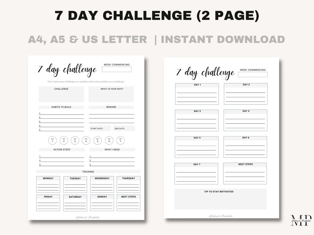 7 Day Challenge | Goal Motivation |goals | Habit Tracker | Daily ...