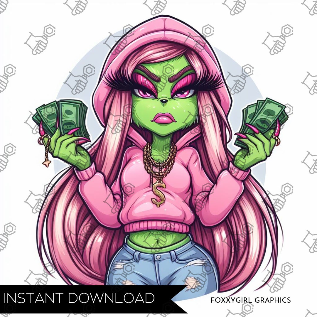 Mean Green Girl Christmas With Money Inspired PNG Bundle Sublimation ...