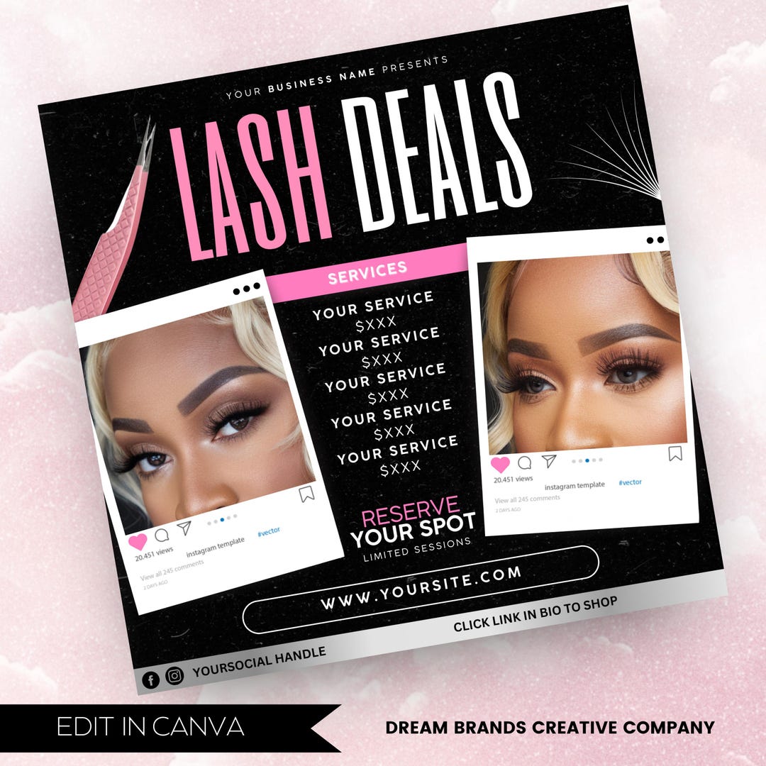 Lash Special Flyer, Lash Deal Flyer, Lash Sale, Lash Extensions Flyer ...