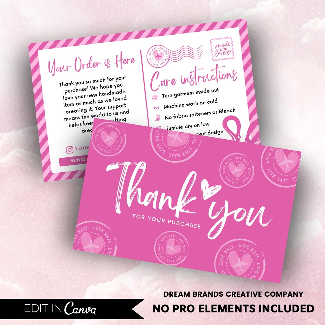 Thank You Post Card, DIY Canva Business Card Template Design, Marketing ...