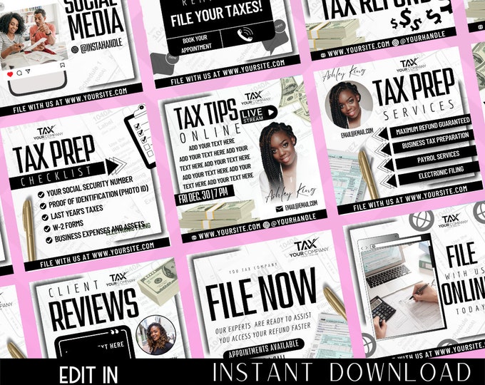 Tax Prep Flyer Bundle Template, Editable Tax Specialist Flyer, Tax ...