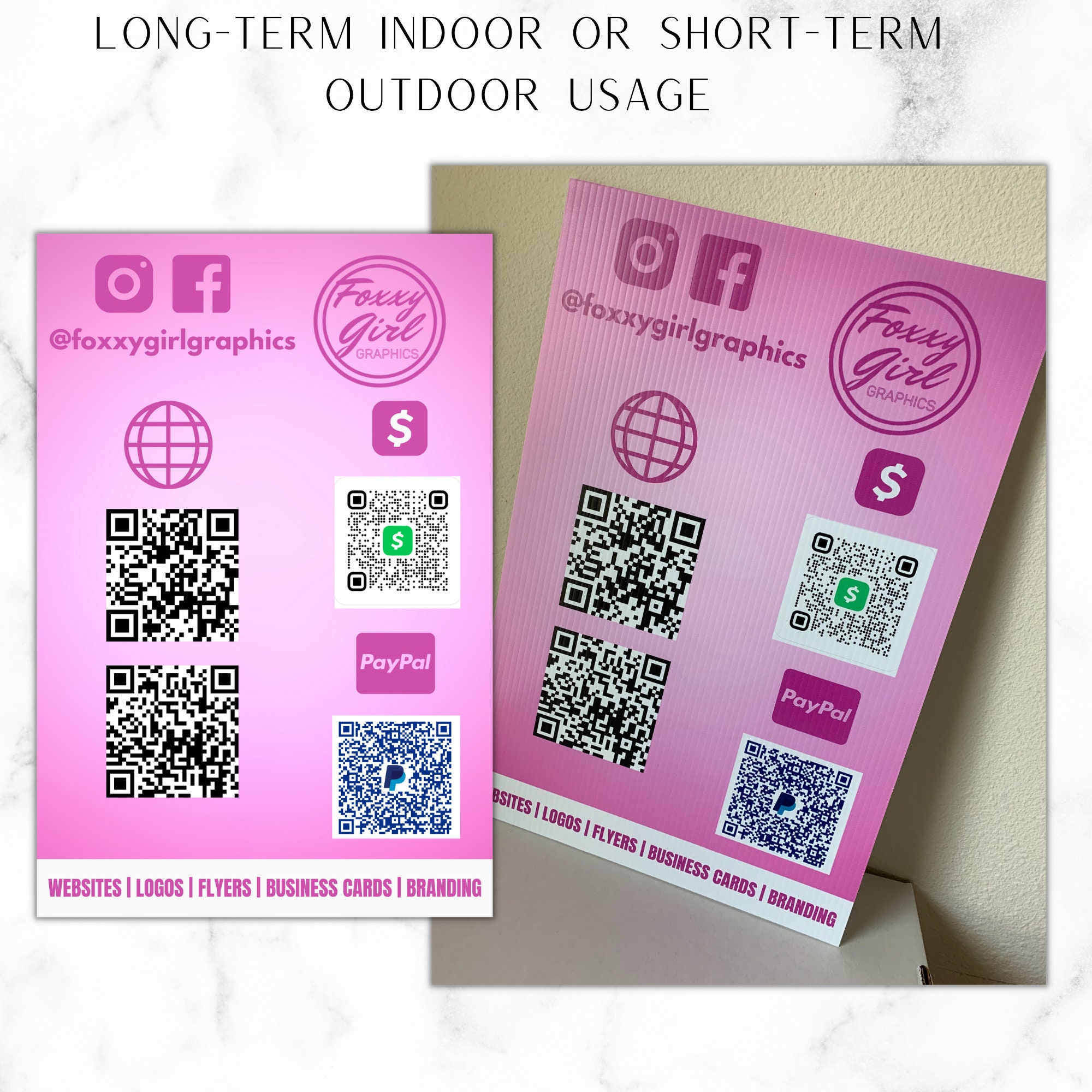 Multi QR Code Business Social Media Sign Weatherproof - Etsy España