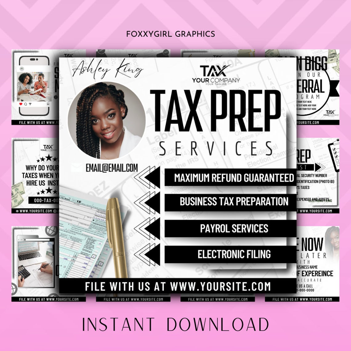 Tax Prep Flyer Bundle Template, Editable Tax Specialist Flyer, Tax ...